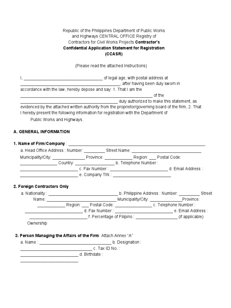 Application for Registration with the Department of Public Works and ...