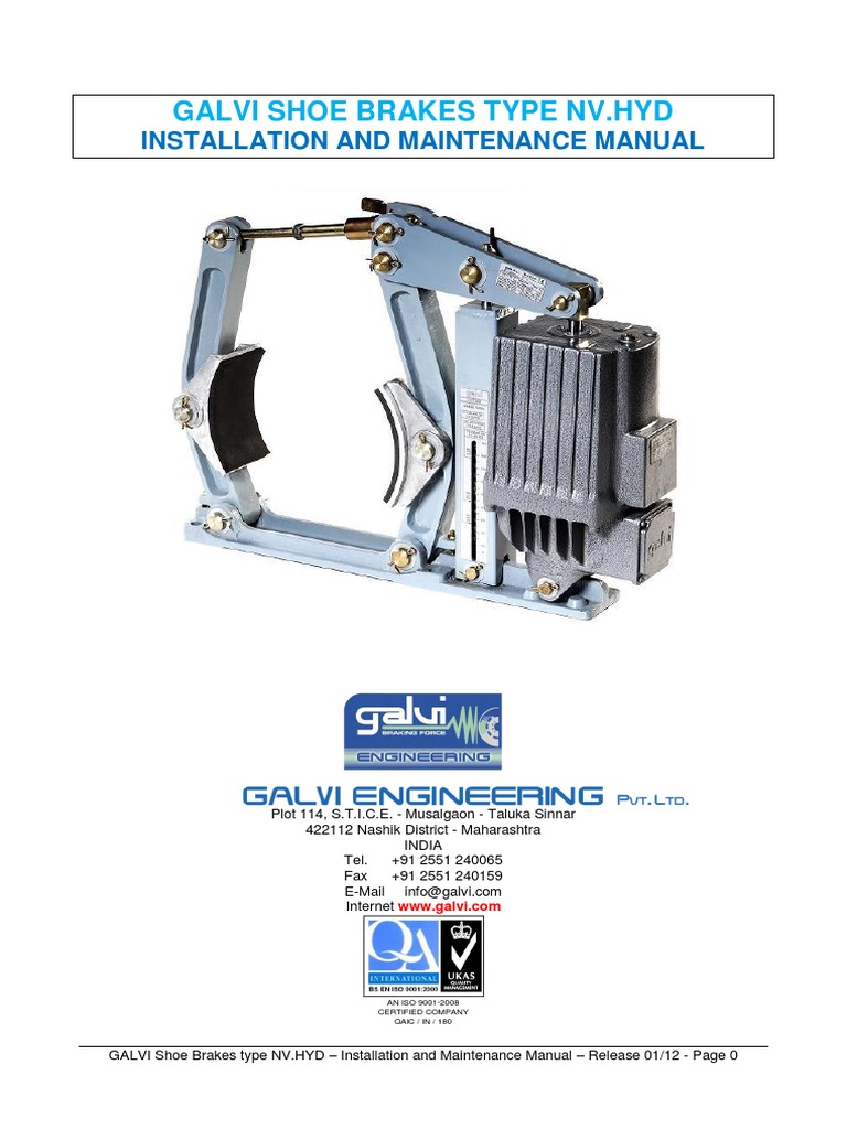 GALVI Engineering - Installation and Maintenance Manual Shoe Brakes NV ...