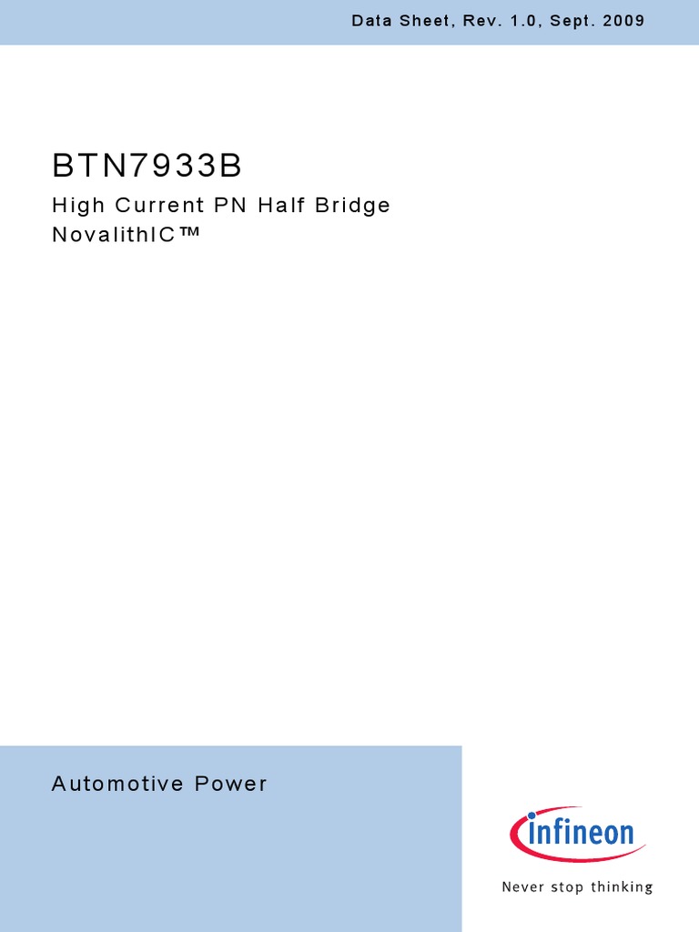 Btn7933B: High Current PN Half Bridge Novalithic™ | PDF | Mosfet ...