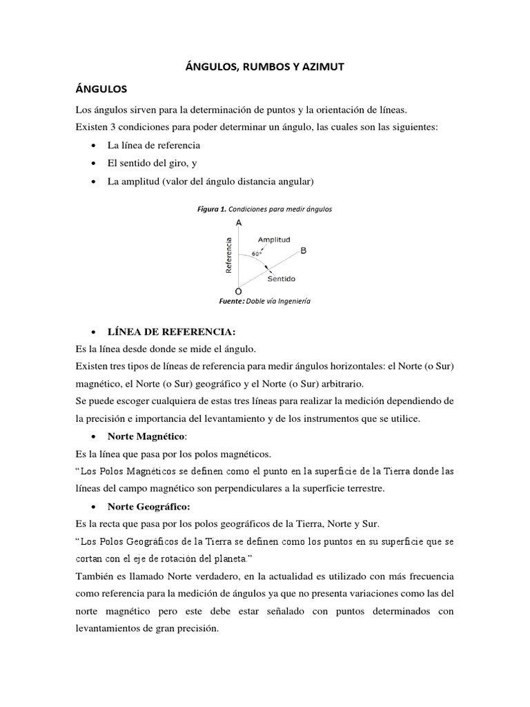 Rumbos y Azimut en Topografía | PDF | Azimut | Campo magnético