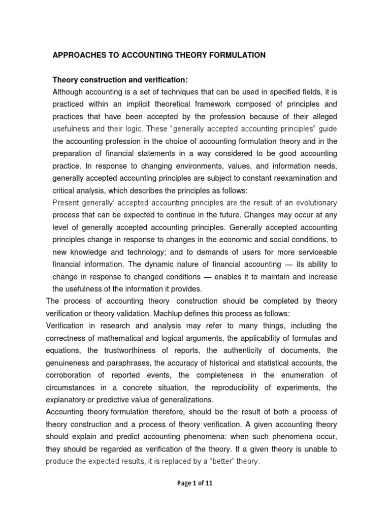 Traditional Approaches To Accounting Theory Formulation 1 | PDF ...