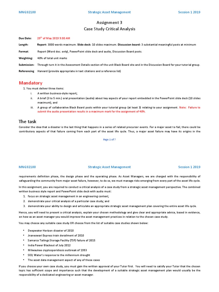 Assignment 3 Case Study Critical Analysis: Mandatory | PDF | Microsoft Power Point | Internet Forum