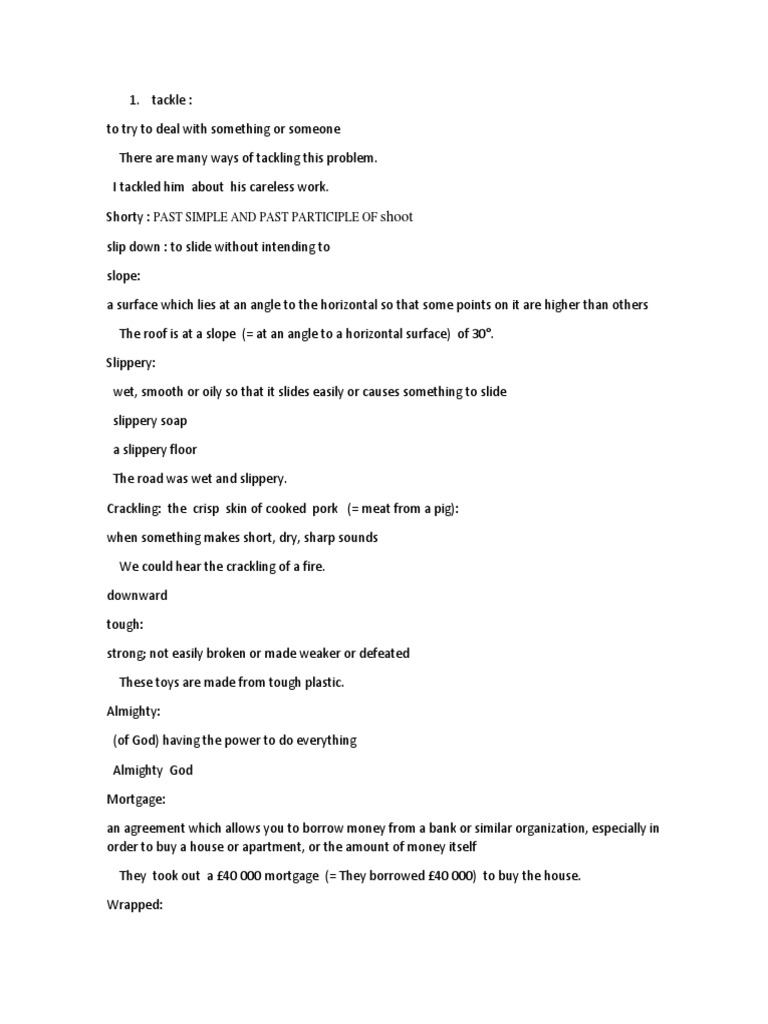Shoot: Past Simple and Past Participle of | PDF
