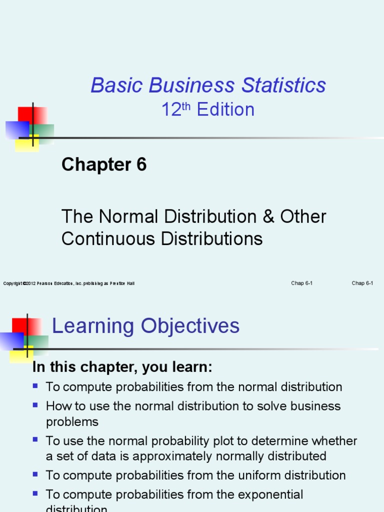 Chapter 6 The Normal Distribution Other Continuous Distributions | PDF ...