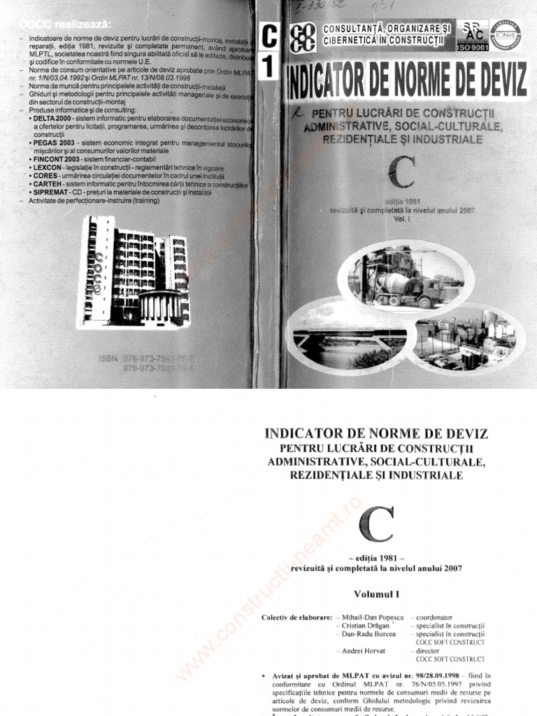 Indicator Norme Deviz C Vol I | PDF