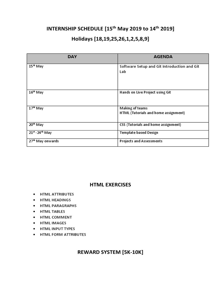 Internship Schedule | PDF