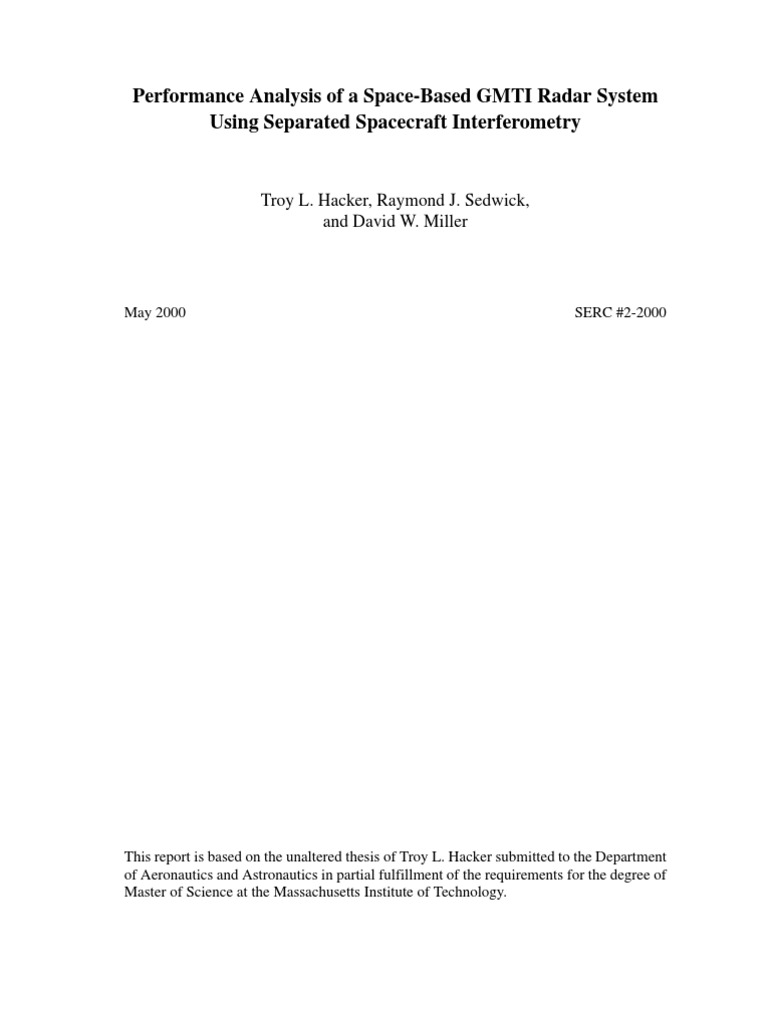 Performance Analysis of A Space-Based GMTI Radar System Using Separated Spacecraft ...