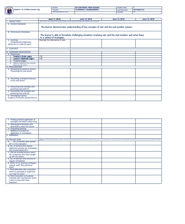 The Learner Demonstrates Understanding of Key Concepts of Sets and The ...