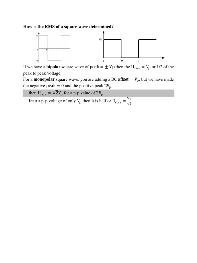 How Is The RMS of A Square Wave Determined? | PDF