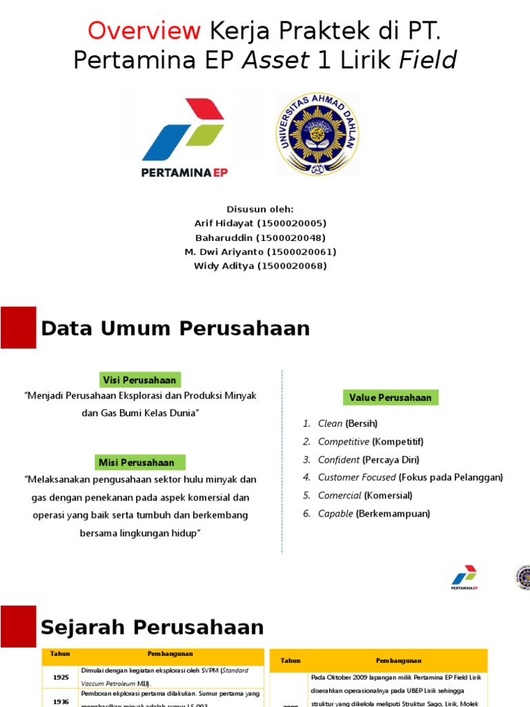 Overview PT Pertamina EP Asset 1 Lirik | PDF