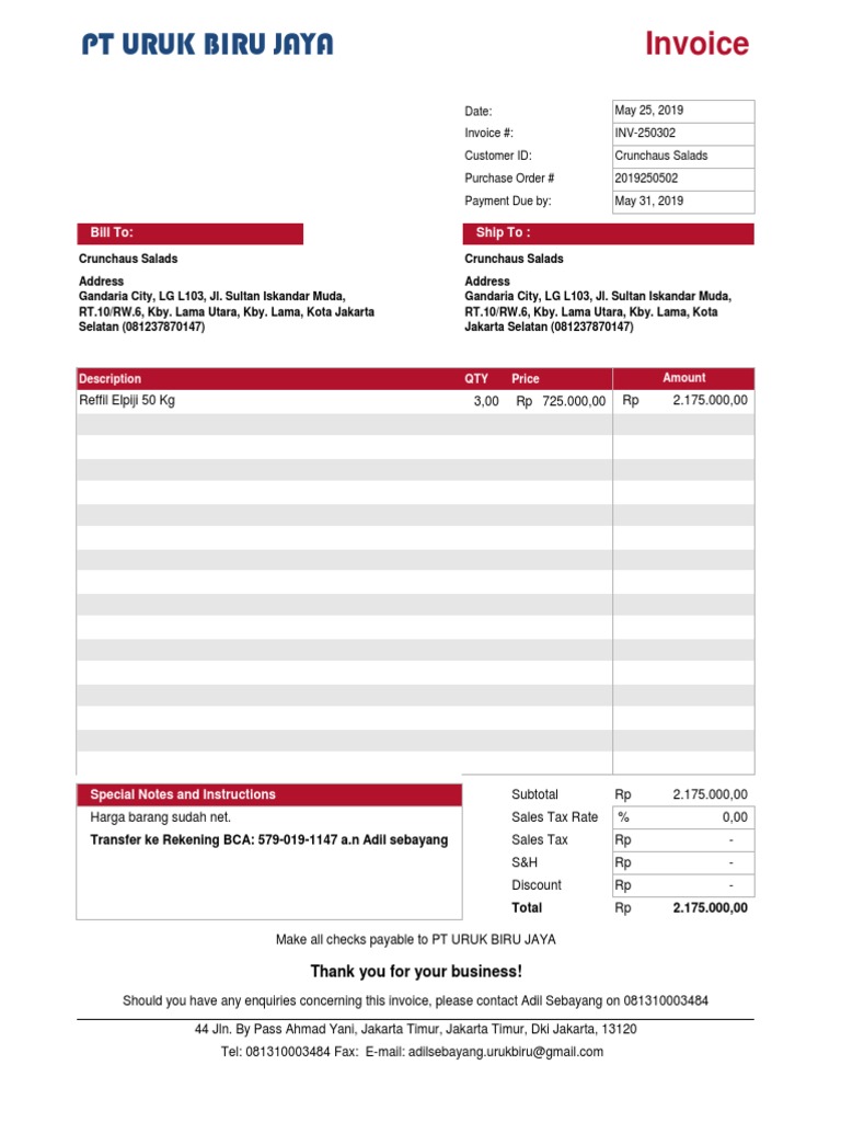 Invoice 25 Mei 2019 | PDF | Invoice | Payments