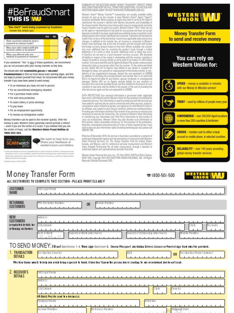 Sending money through western union store