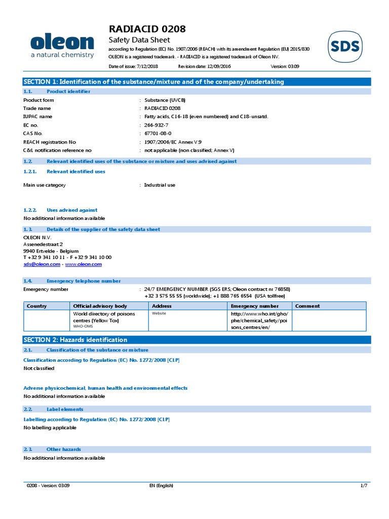 Radiacid 0208 | PDF | Fires | Dangerous Goods