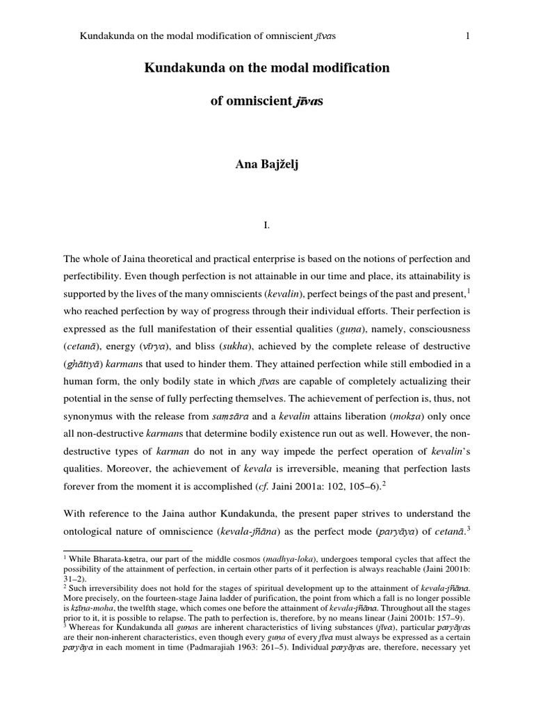 Kundakunda On The Modal Modification of PDF | PDF | Ontology | Epistemology