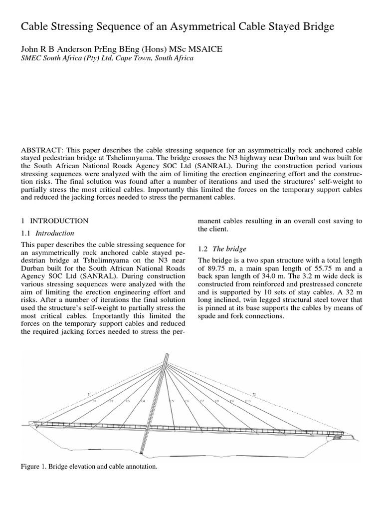 Cable Stressing Sequence of An Asymmetrical Cable Stayed Bridge | PDF ...