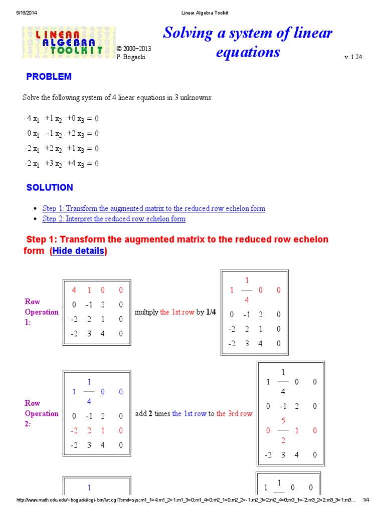 Solving A System of Linear Equations: Problem | PDF | Matrix ...