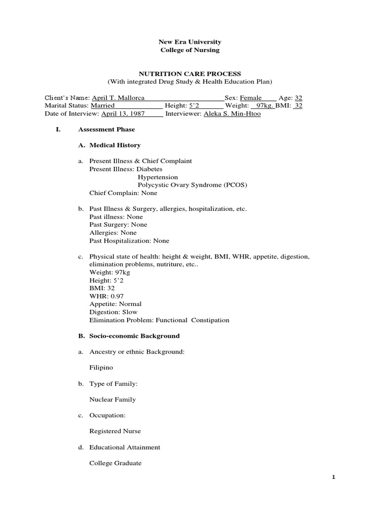 Nutrition Care Process | PDF | Calorie | Lunch