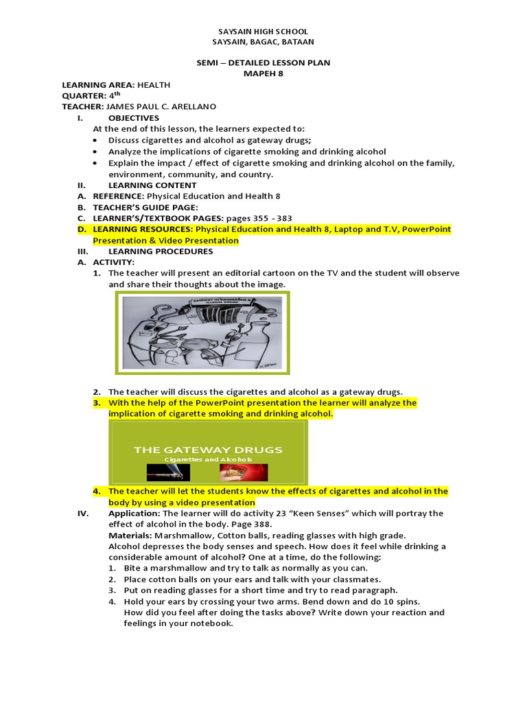 Health 8 | PDF | Lesson Plan | Teachers
