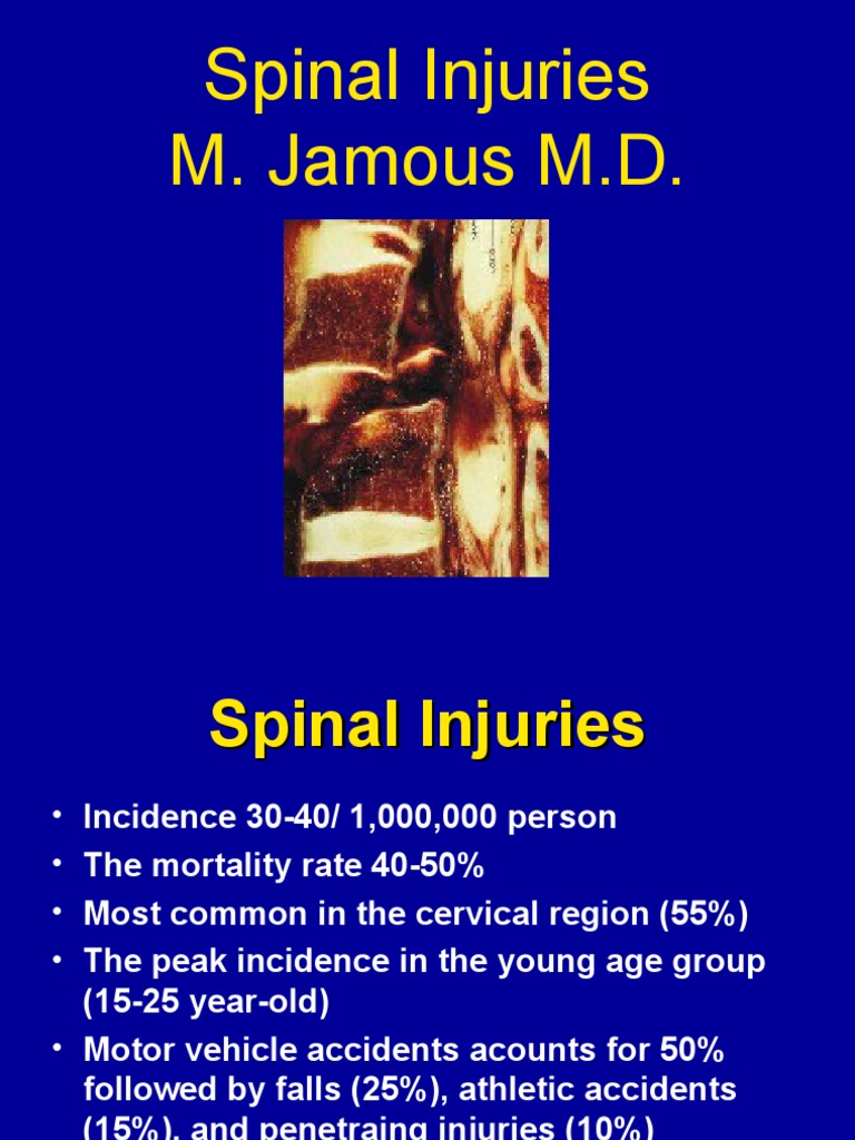 Spinal Injuries M. Jamous M.D | PDF | Spinal Cord Injury | Vertebral Column