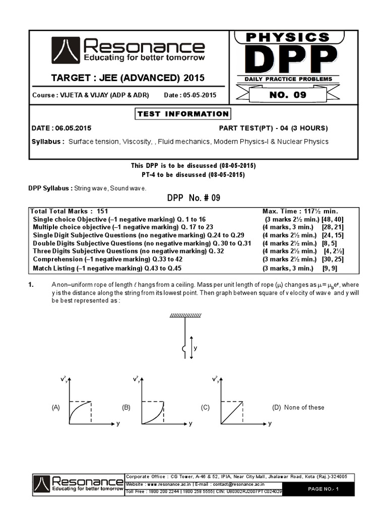 Physics DPP | PDF | Waves | Wavelength