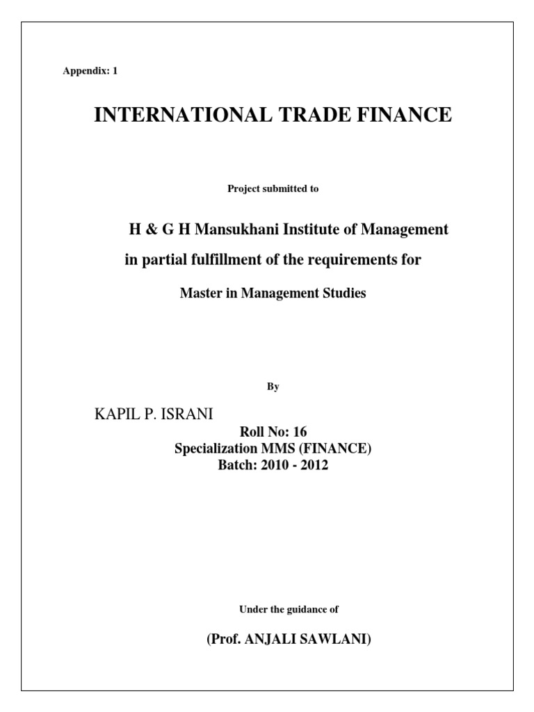 International Trade Finance Project | PDF | Factoring (Finance ...