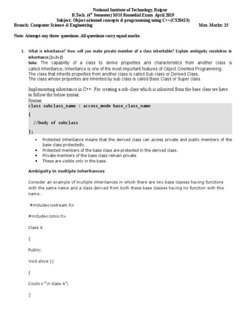 Remedial CT MOI | PDF | Class (Computer Programming) | Inheritance ...