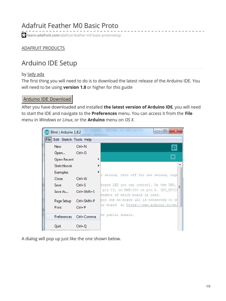 Adafruit Feather M0 Basic Proto | PDF | Arduino | Integrated Development Environment