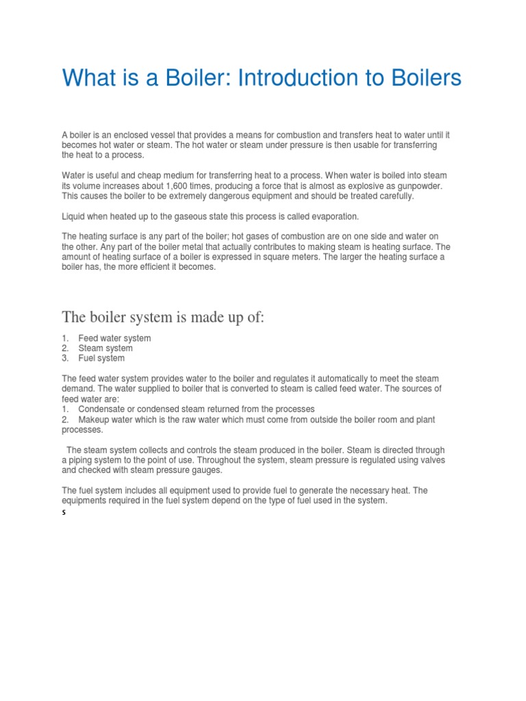 What Is A Boiler: Introduction To Boilers | PDF