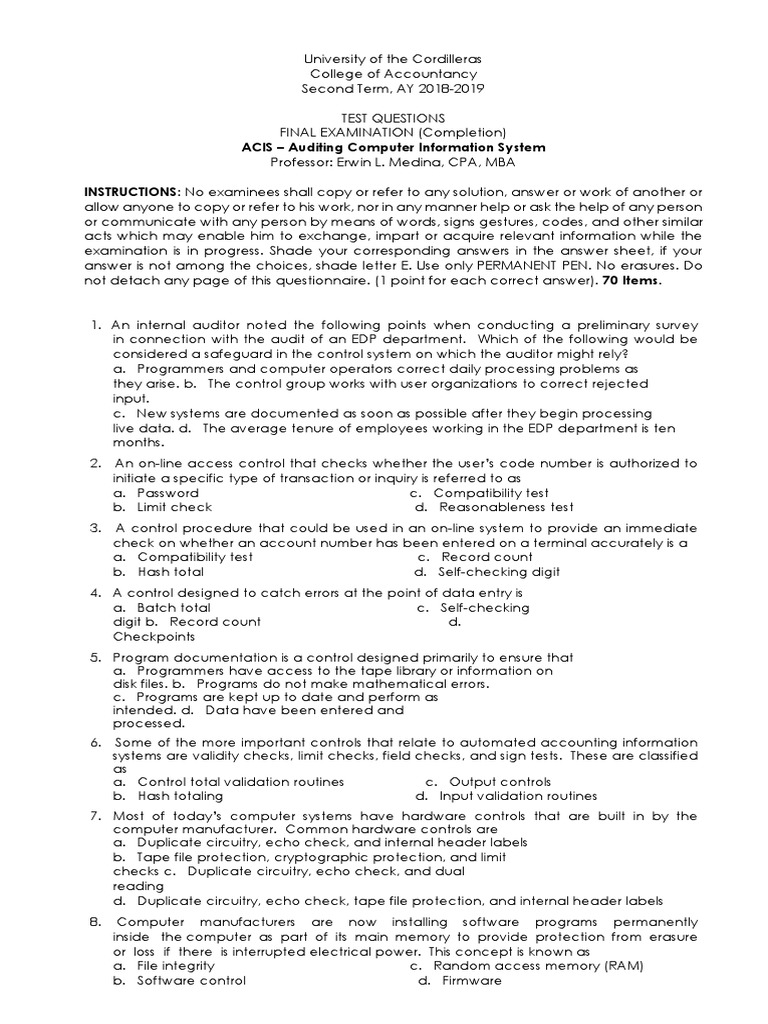 ACIS - Auditing Computer Information System | PDF | Computer Program ...