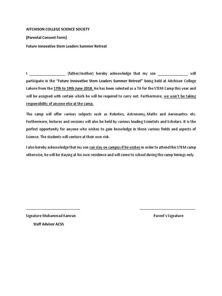 Consent Form Stem School | PDF