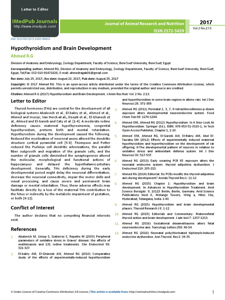 Hypothyroidism and Brain Development | PDF | Hypothyroidism | Neuron