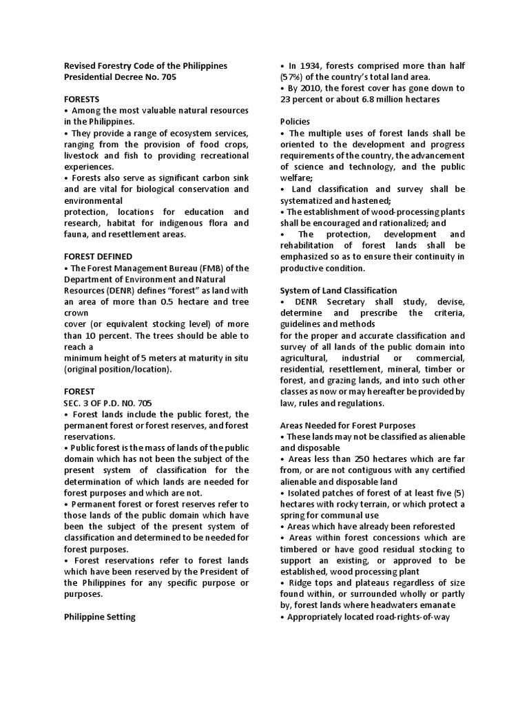 Revised Forestry Code of The Philippines | PDF | Forestry | Forests