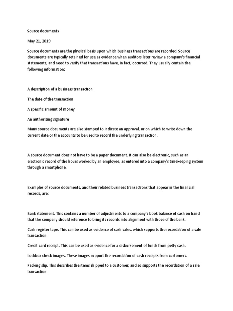 Understanding Source Documents in Finance | PDF | Receipt | Financial ...