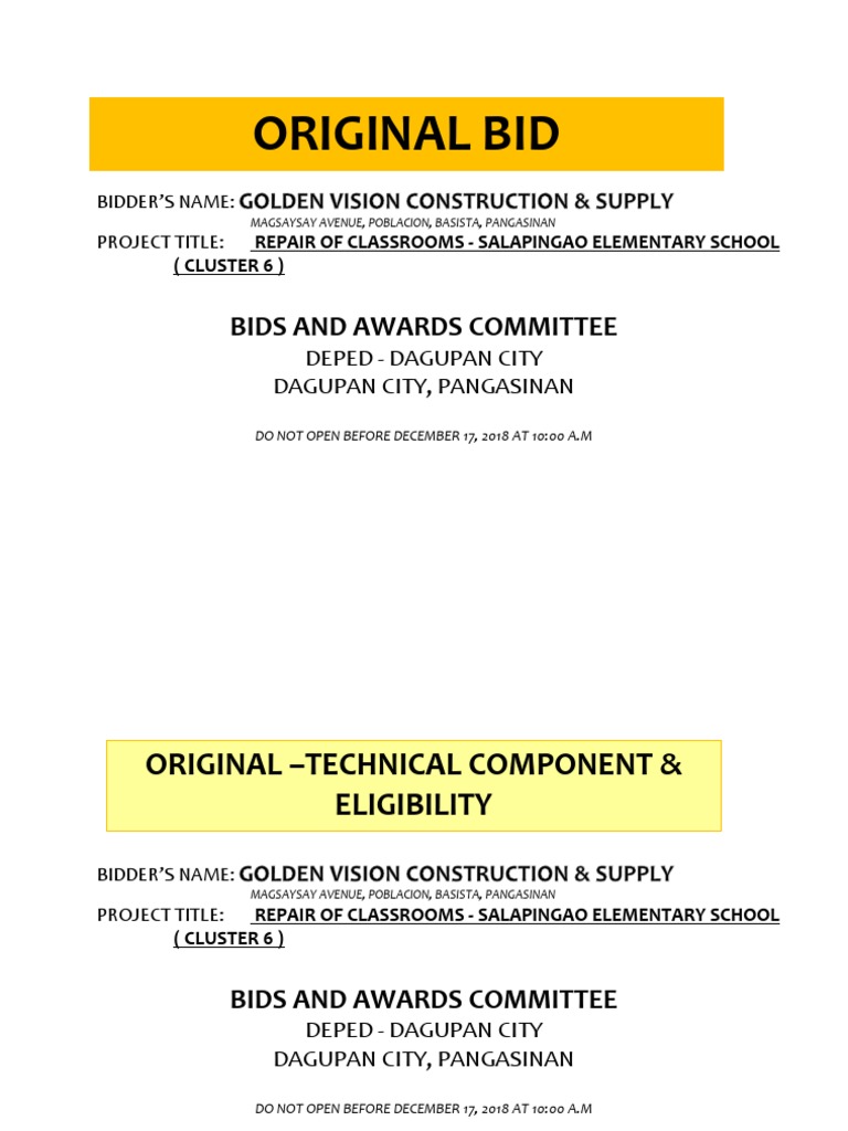 Original Bid: Bids and Awards Committee | PDF | Business