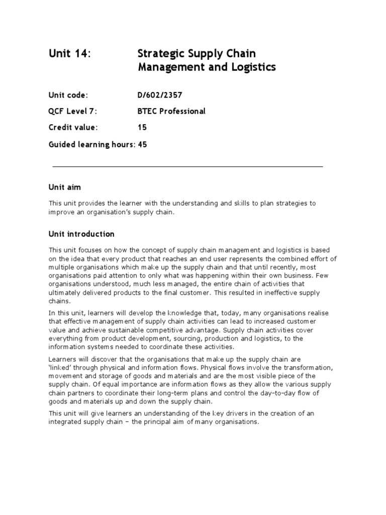 Strategic Supply Chain Management and Logistics PDF | PDF | Supply ...