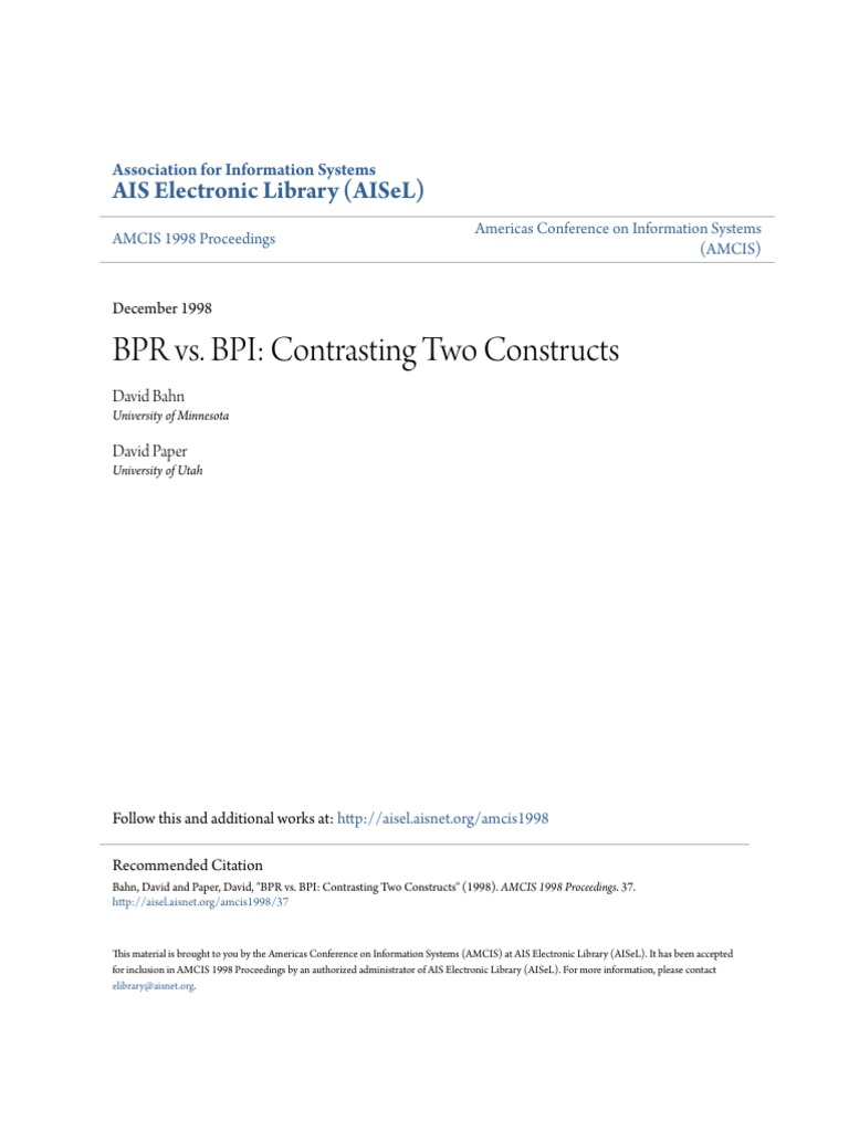 BPR V Bpi | PDF | Business Process | Business