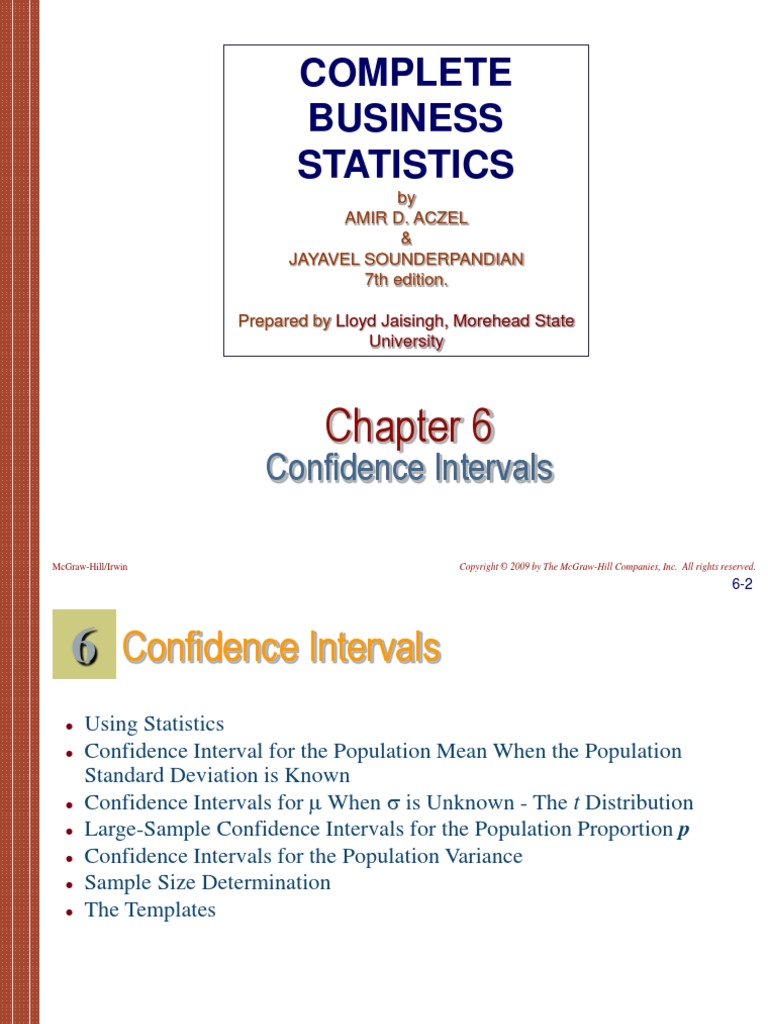 Complete Business Statistics: Confidence Intervals | PDF | Confidence ...