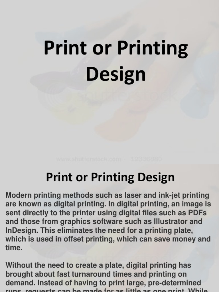 Print or Printing Design | PDF | Printer (Computing) | Artistic Techniques