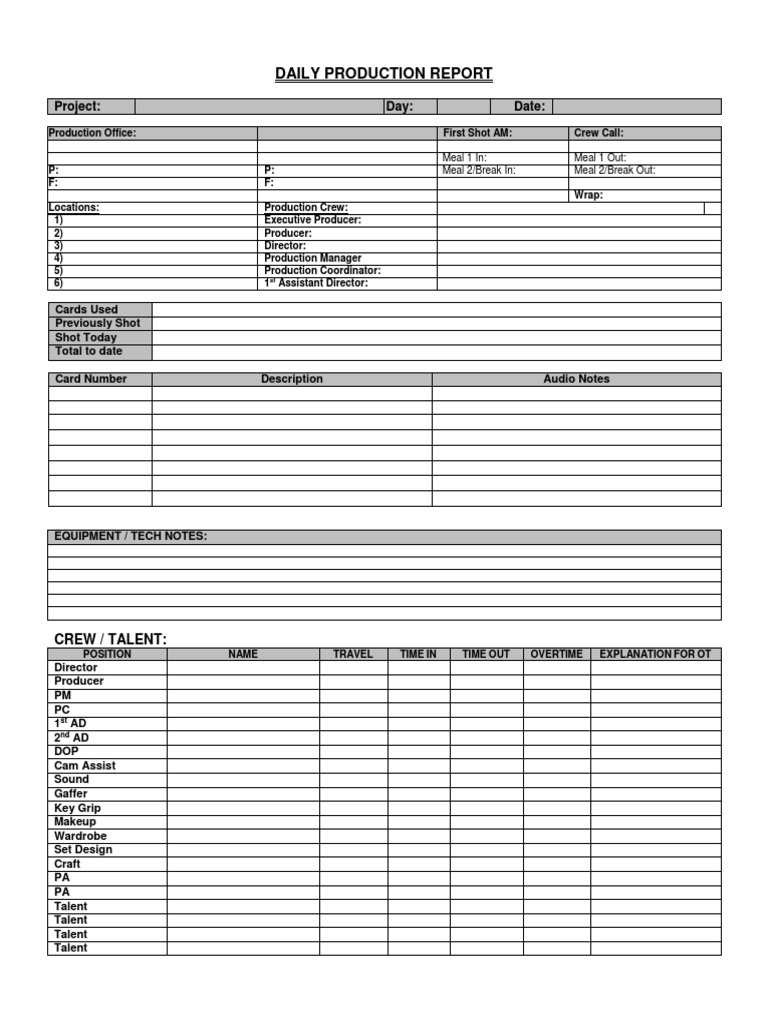 Daily Production Report: Project: Day: Date | PDF | Leisure