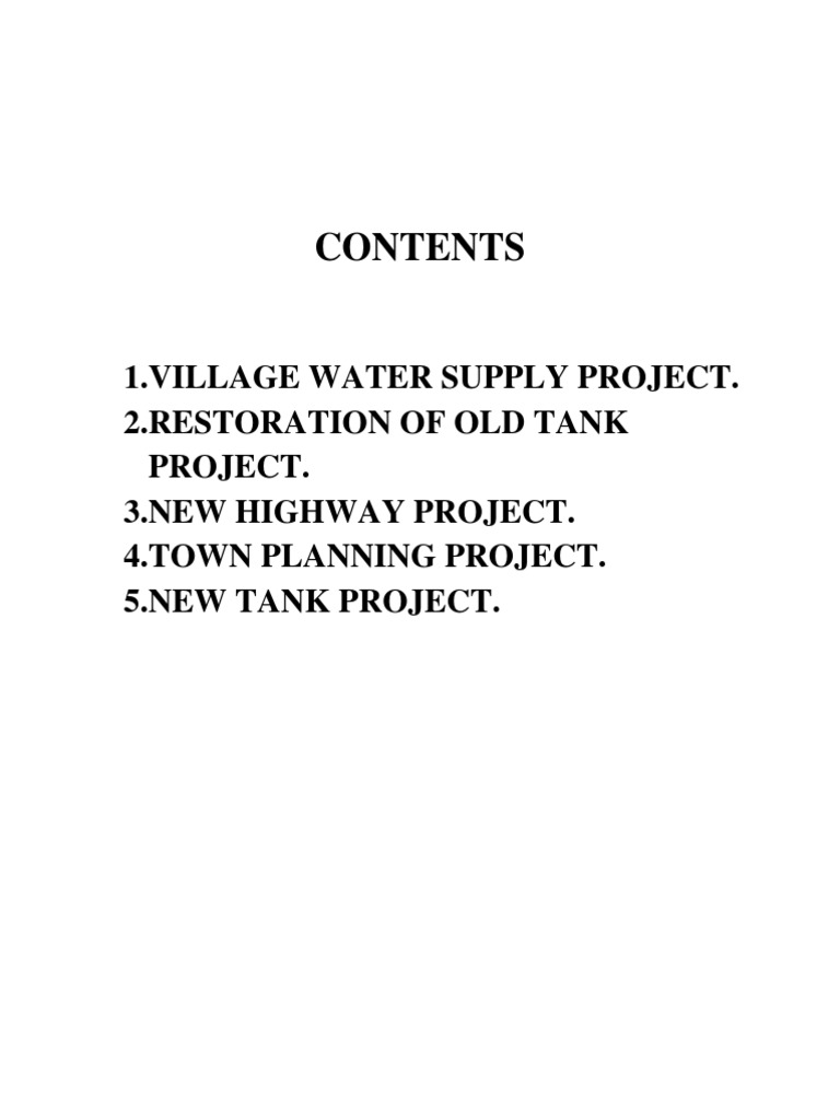 1.village Water Supply Project. 2.restoration of Old Tank Project. 3 ...