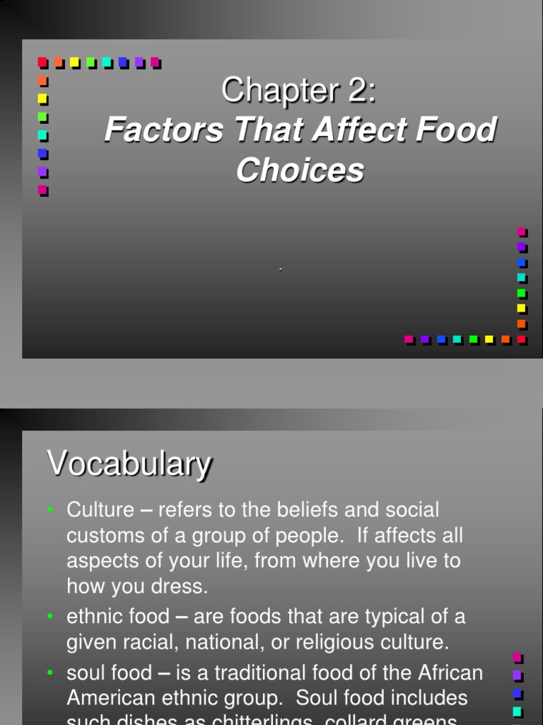 Chapter 2 Factors That Affect Food Choices Complete | PDF | Foods ...