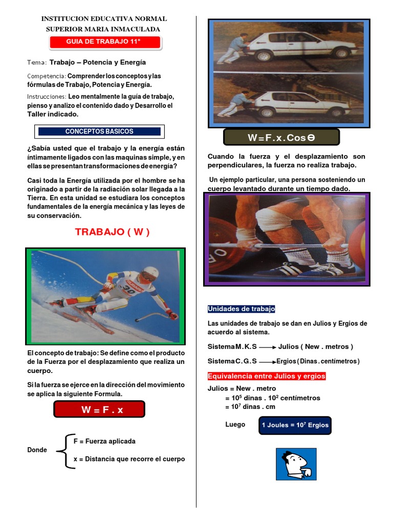 Guia Trabajo, Potencia y Energia | PDF | Vatio | Física