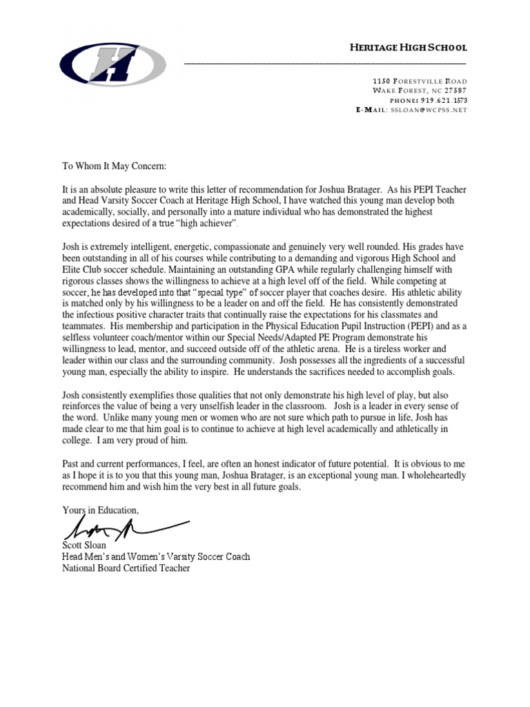 Josh Letter | Download Free PDF | Mentorship | Teachers