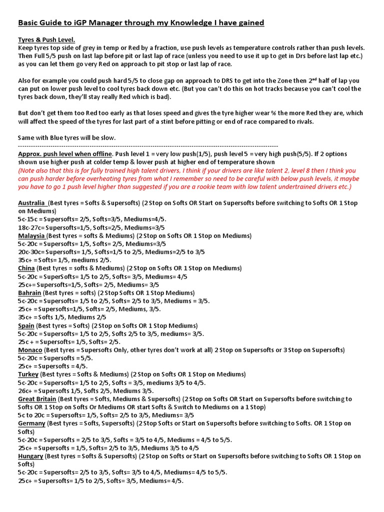 Basic Guide To iGP Manager Through My Knowledge I Have Gained | PDF ...