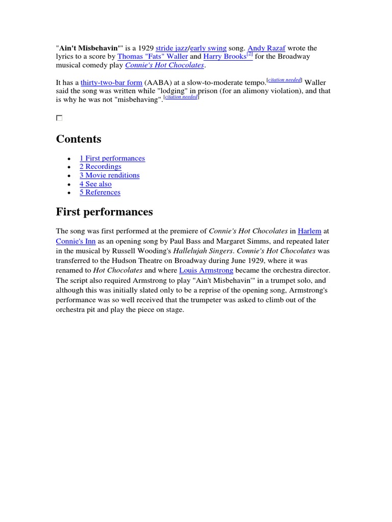 Aint Miss Behaving | PDF