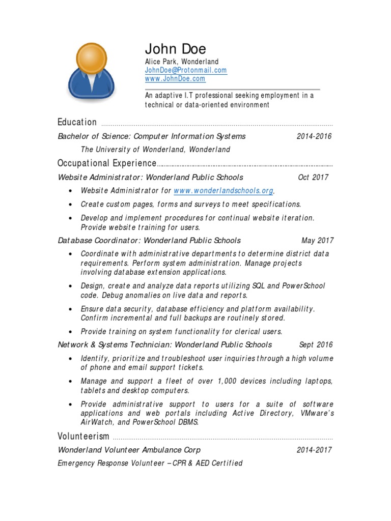 Mock Resume Modern | PDF | Databases | System Administrator