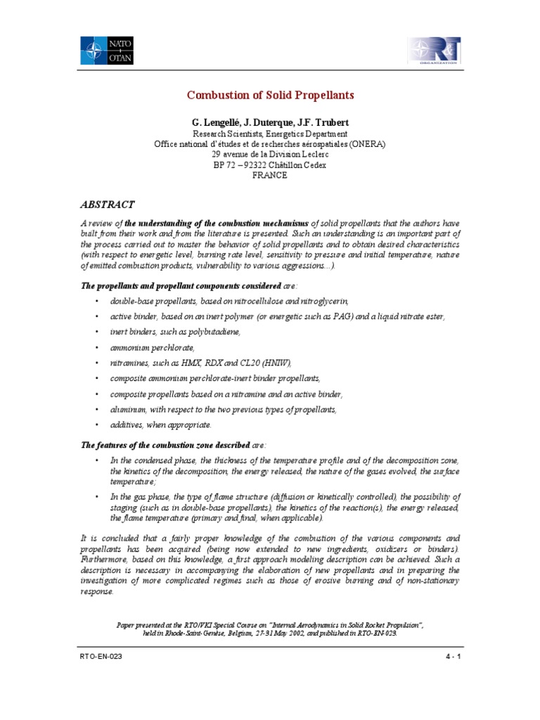 Combustion of Solid Propellants | PDF | Rocket Propellant | Combustion