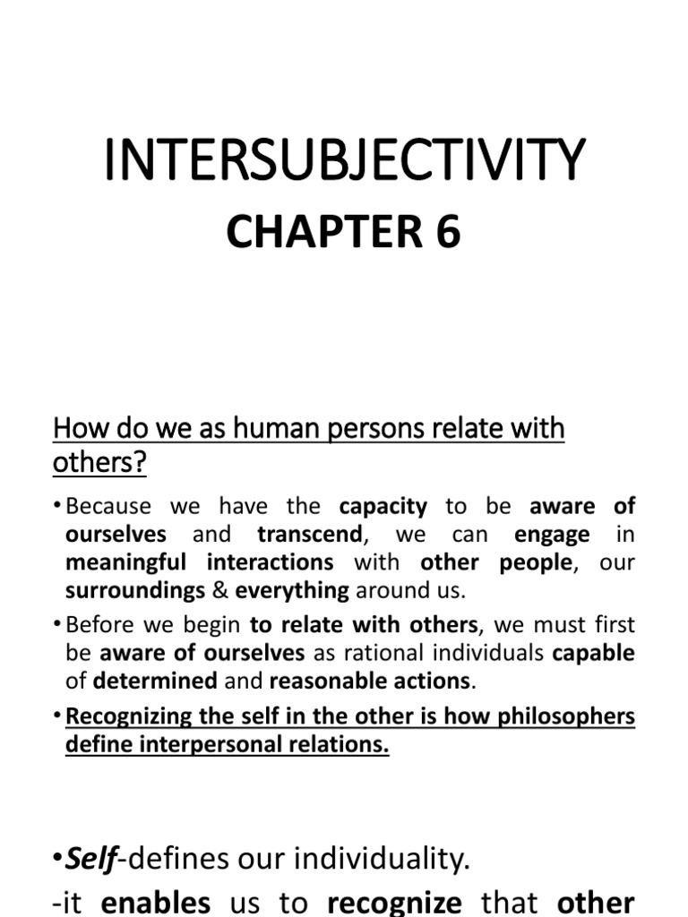 Intersubjectivity in Human Relations | PDF | Emotions | Self