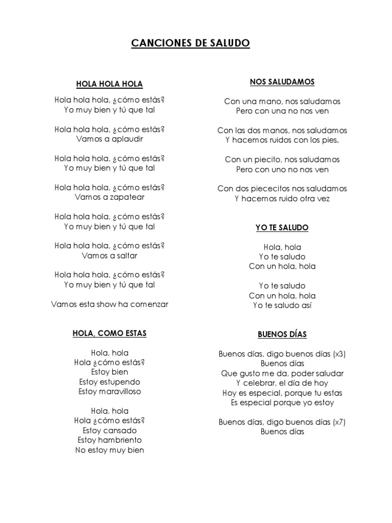 Canciones de Saludo | PDF