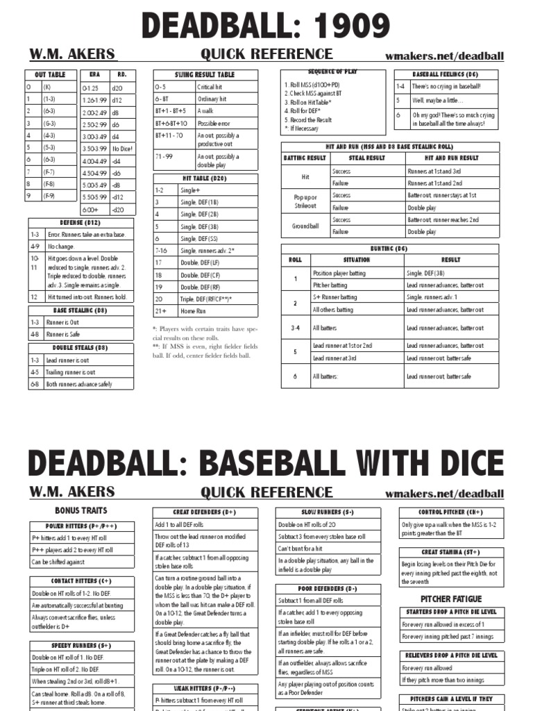 Db09 Quick Reference | Download Free PDF | Pitcher | Batting (Baseball)